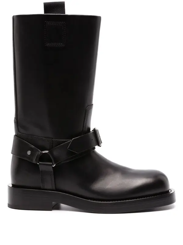 Burberry Buckled Leather Knee-high Boots - Black