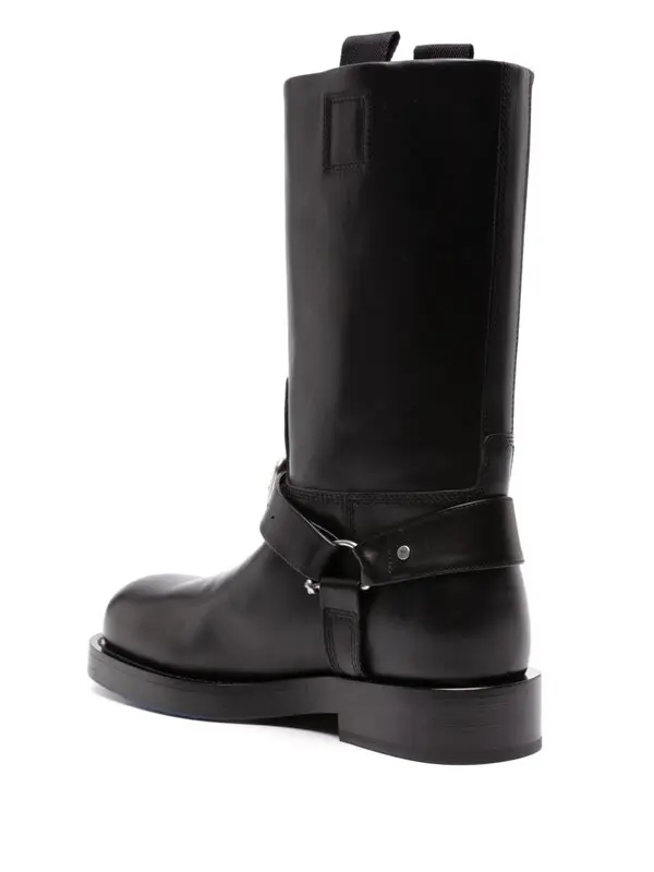 Burberry Buckled Leather Knee-high Boots - Black