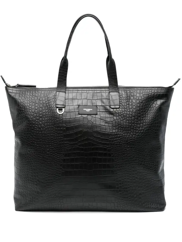 Dolce & Gabbana Crocodile-embossed Leather Tote - Black