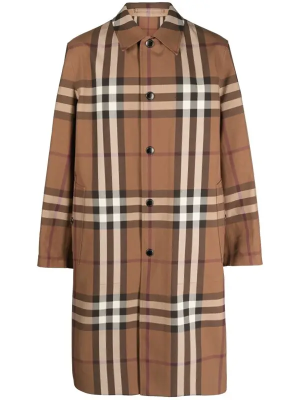 Burberry Vintage Check Cotton Coat - Brown
