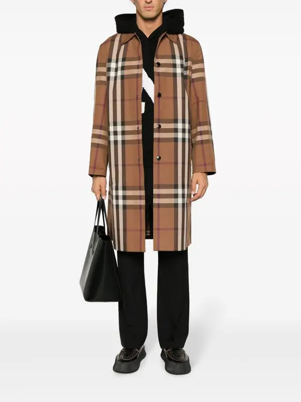 Burberry Vintage Check Cotton Coat - Brown
