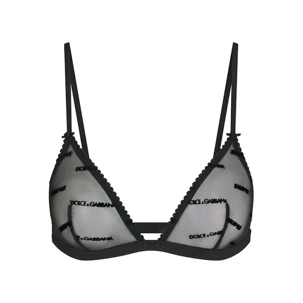 SKIMS X Dolce&gabbana Ultra Fine Mesh Logo Triangle Bralette - Onyx