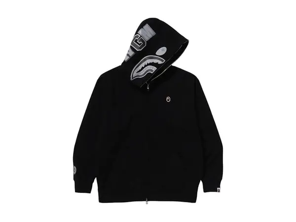 A BATHING APE One Point Ape Head Shark Relaxed Fit Full Zip Hoodie - Black