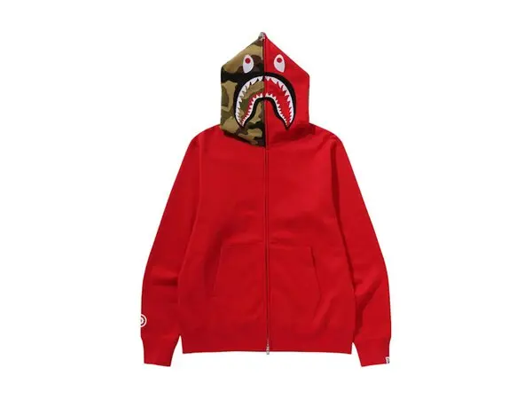 A BATHING APE 1st Shark Full Zip Hoodie - Red