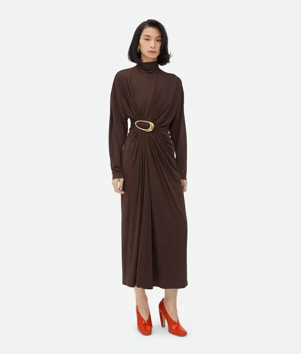 Bottega Veneta Crepe Viscose Jersey Dress - Clove