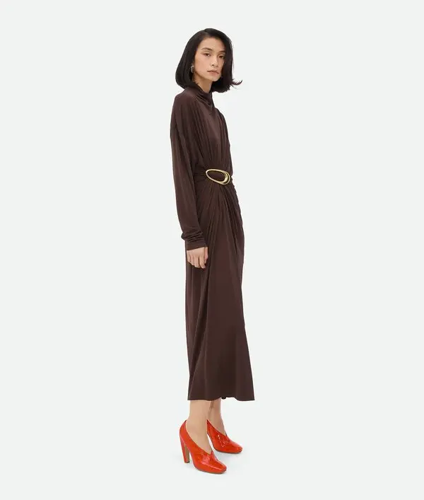 Bottega Veneta Crepe Viscose Jersey Dress - Clove