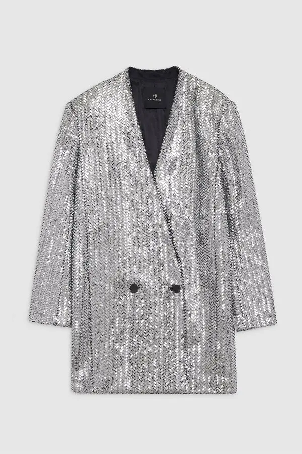 ANINE BING Veneda Mini Dress - Silver Sequin