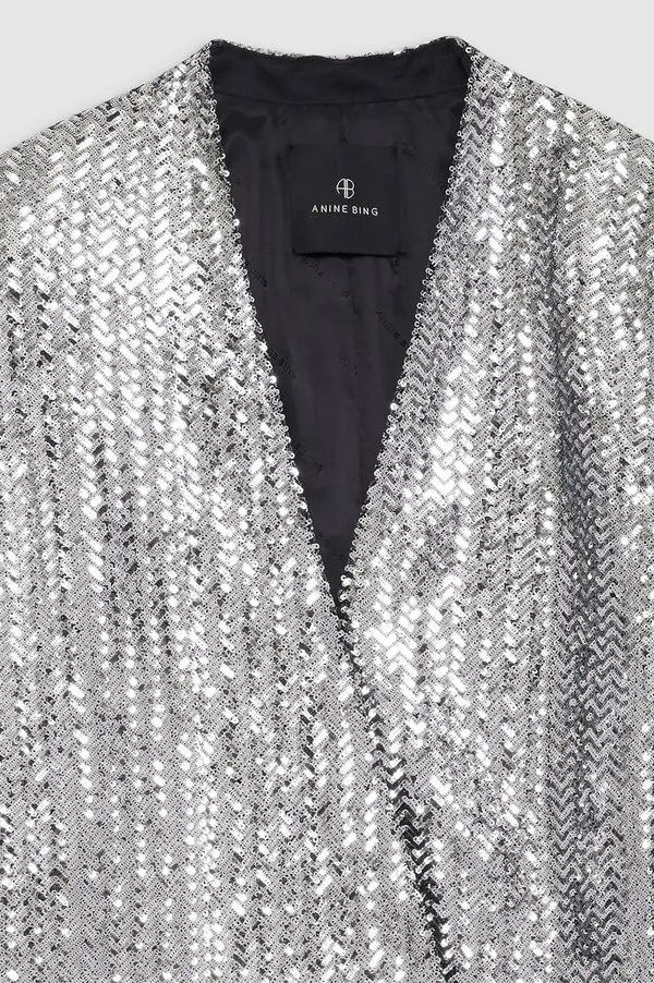 ANINE BING Veneda Mini Dress - Silver Sequin