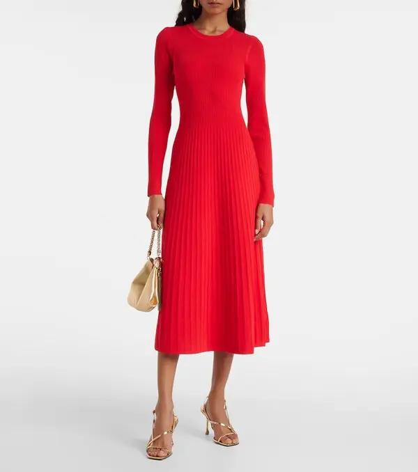 Veronica Beard Nami Ribbed-knit Dress - Red