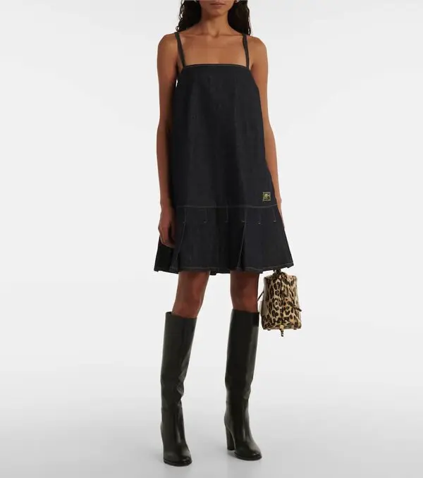 GANNI Pleated Denim Minidress