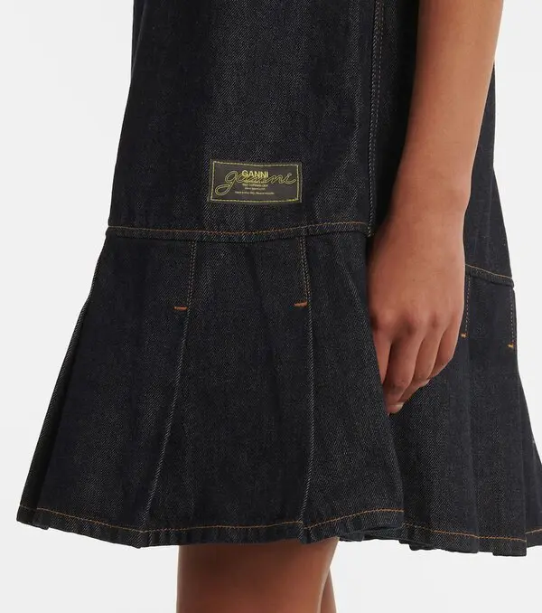 GANNI Pleated Denim Minidress