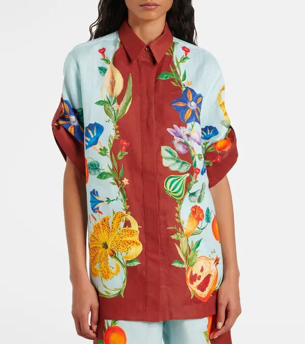 ALEMAIS Dahlia Floral Linen Shirt - Multicoloured