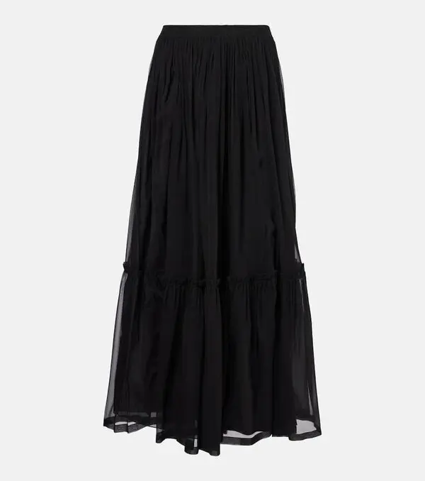 Saint Laurent Ruffled Silk Maxi Skirt