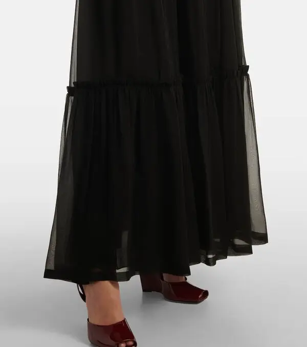 Saint Laurent Ruffled Silk Maxi Skirt
