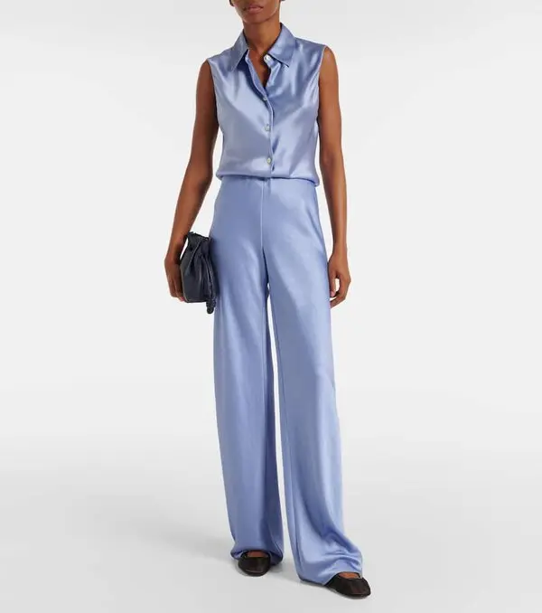 Vince High-rise Wide-leg Pants - Blue