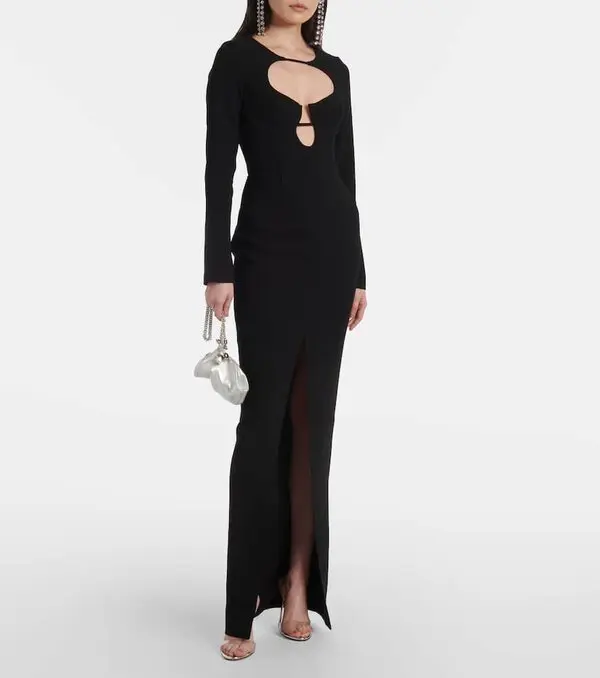 RASARIO Cutout Crepe Maxi Dress