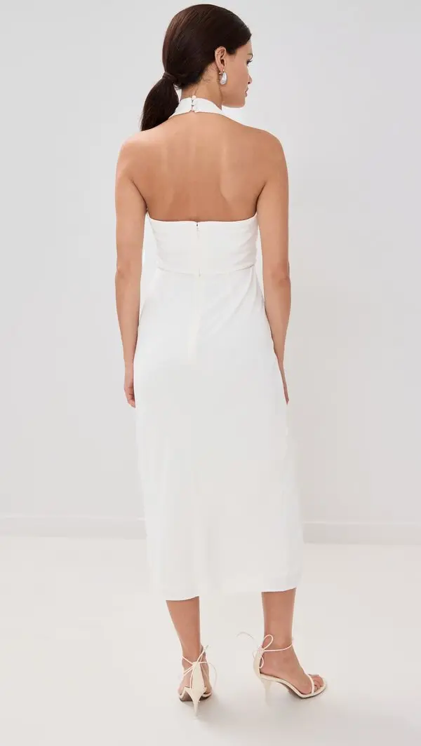 cinq à sept kathleen rosette ruched dress Cinq à Sept Kathleen Draped Midi Dress In Ivory - 60% Off