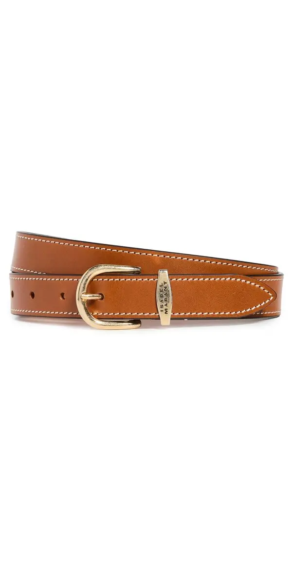 Isabel Marant Zadd Leather Belt - Natural/gold