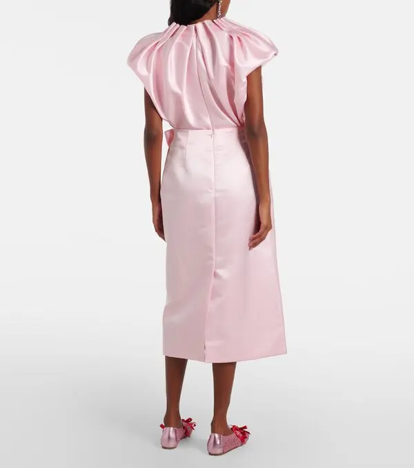 Simone Rocha Draped Satin Midi Skirt
