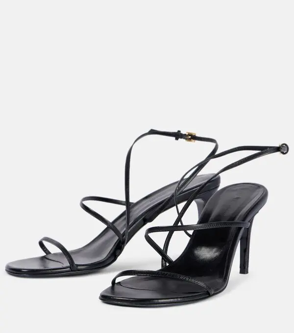 Khaite Loop 75 Leather Sandals - Black