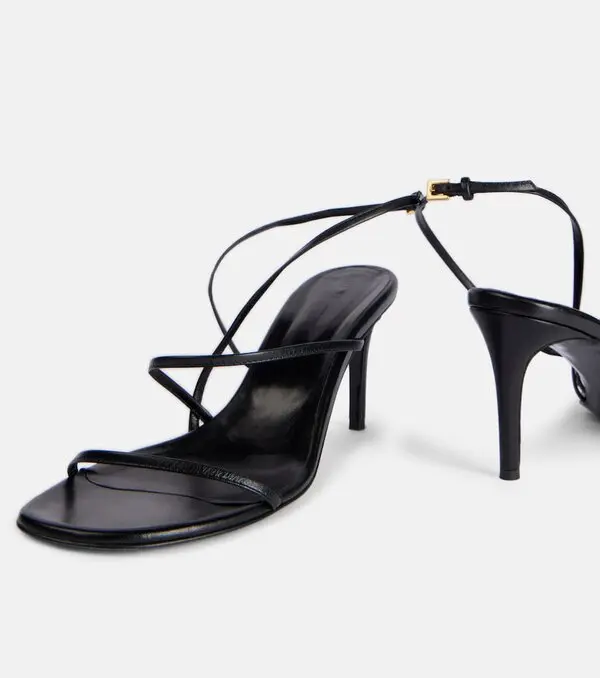 Khaite Loop 75 Leather Sandals - Black