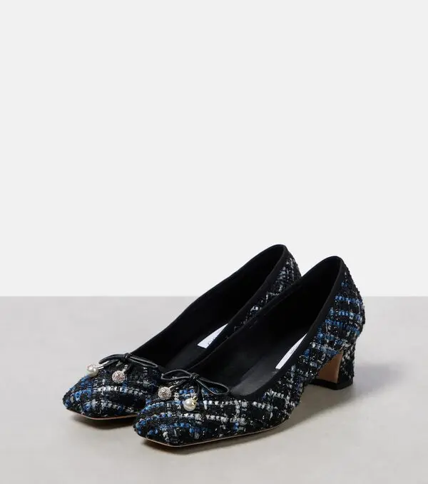 JIMMY CHOO Elme 45 Tweed Pumps - Black