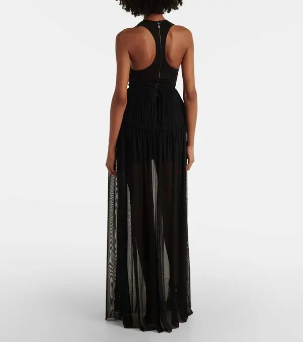 David Koma Jersey And Chiffon Gown