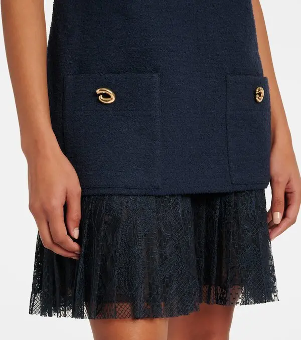 Oscar De La Renta Tweed And Lace Minidress