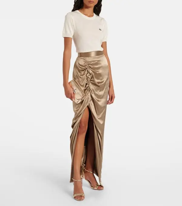 VIVIENNE WESTWOOD Panther Asymmetric Maxi Skirt - Gold