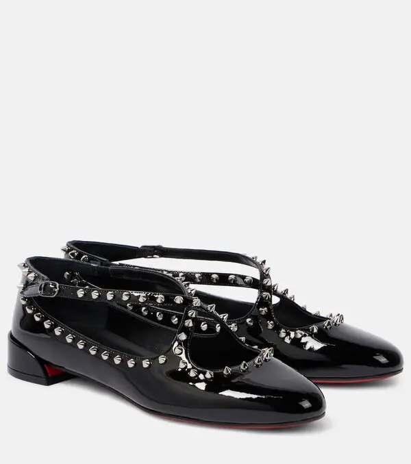 CHRISTIAN LOUBOUTIN Pilouta Jane Spiked Ballet Flats - Black