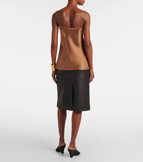 JOSEPH Clea Silk Satin Camisole - Brown