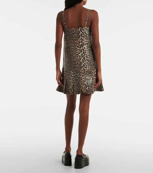 GANNI Leopard-print Denim Minidress