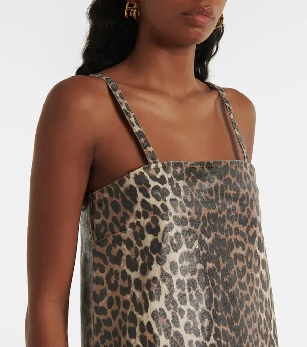 GANNI Leopard-print Denim Minidress