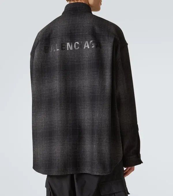 Balenciaga Checked Wool-blend Flannel Shirt
