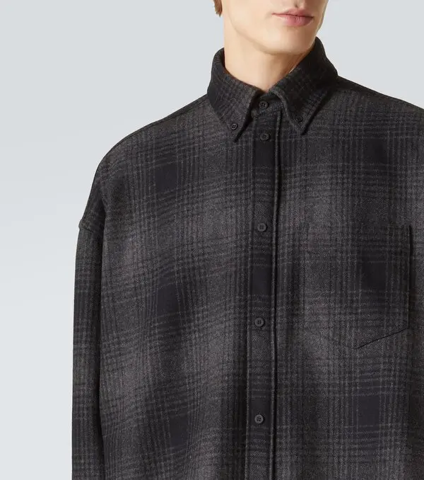 Balenciaga Checked Wool-blend Flannel Shirt