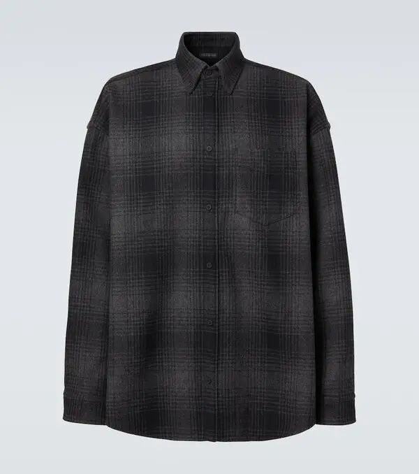 Balenciaga Checked Wool-blend Flannel Shirt