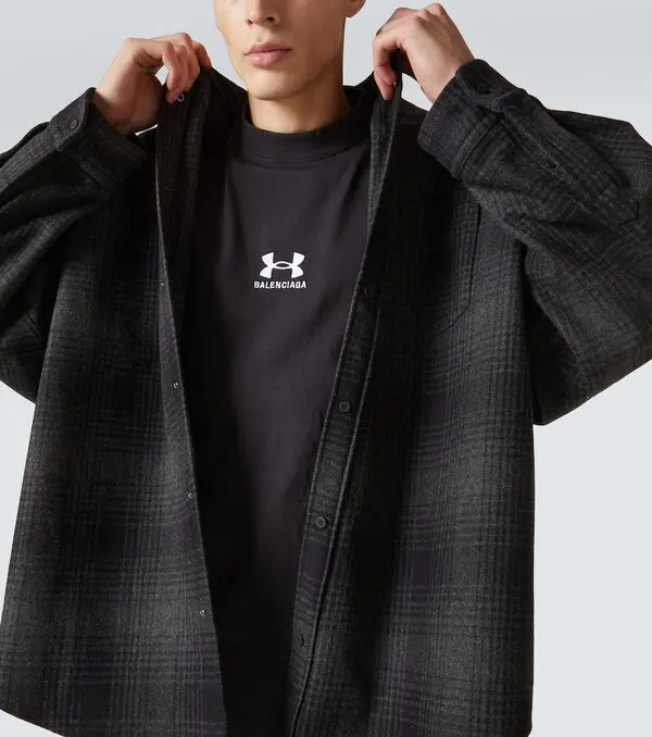Balenciaga Checked Wool-blend Flannel Shirt