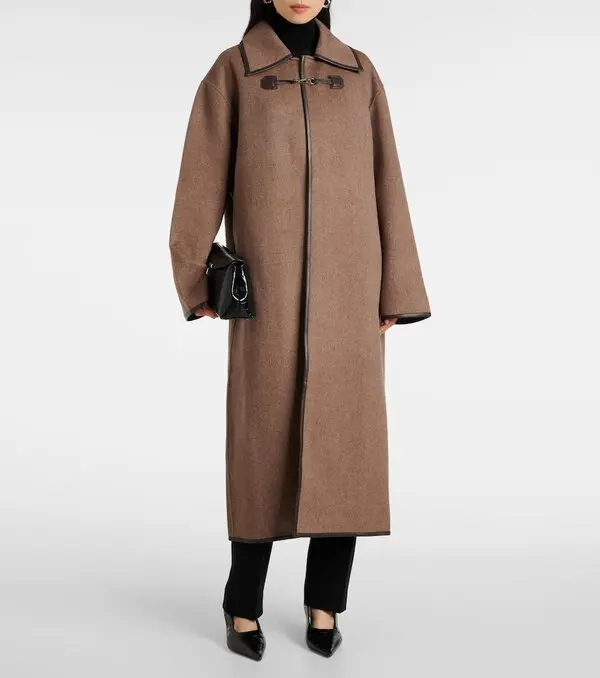 TOTEME Double Clasp Wool Coat - Brown