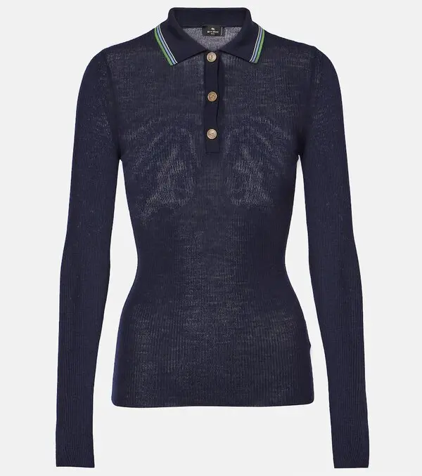 Etro Printed Polo Sweater - Blue