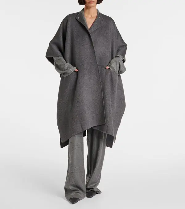 TOTEME Doublé Wool Scarf Coat - Grey