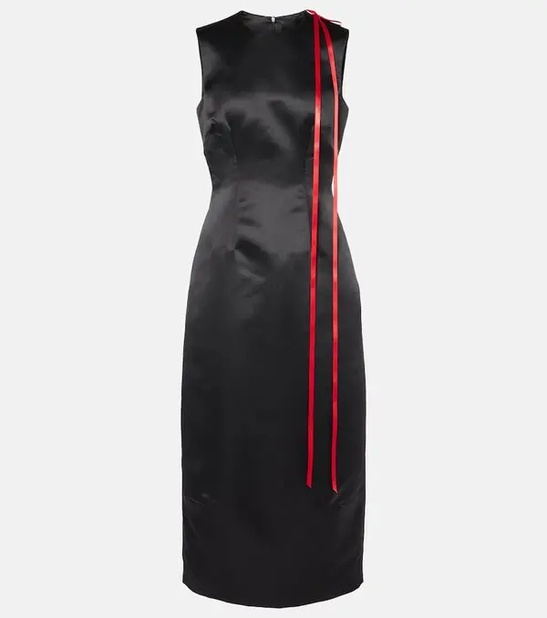 Simone Rocha Bow-detail Satin Midi Dress - Black