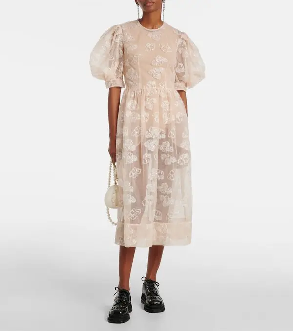 Simone Rocha Embroidered Midi Dress