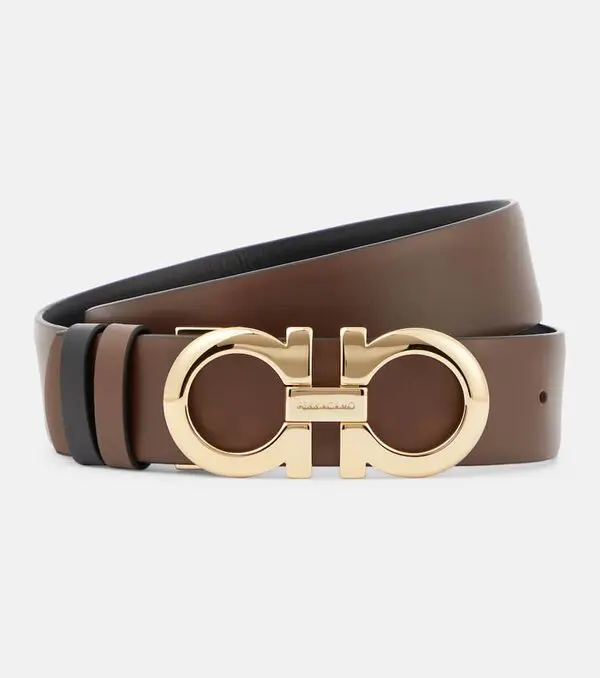 FERRAGAMO Gancini Reversible Leather Belt - Brown