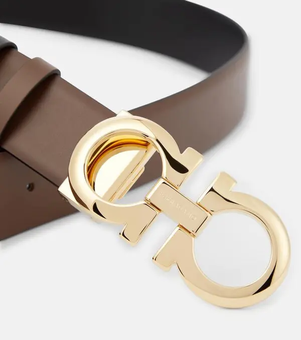 FERRAGAMO Gancini Reversible Leather Belt - Brown