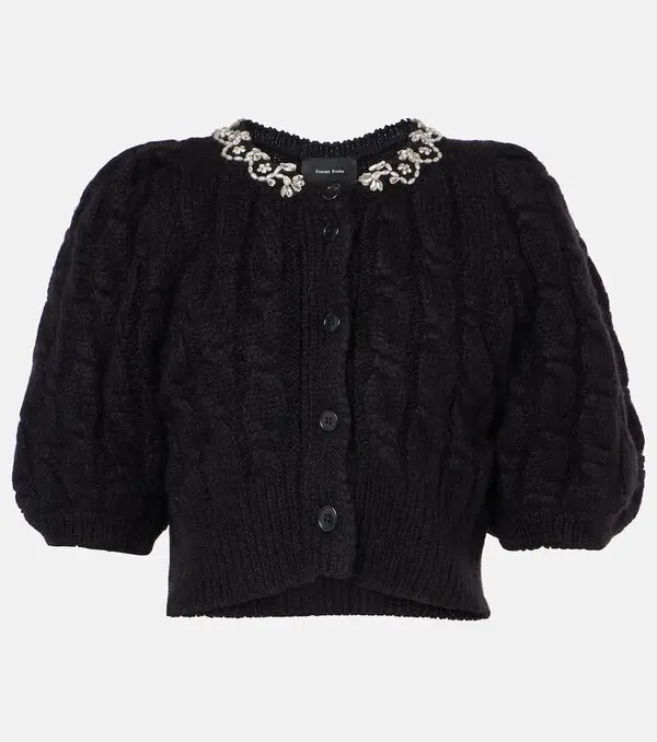 Simone Rocha Embroidered Cropped Cardigan