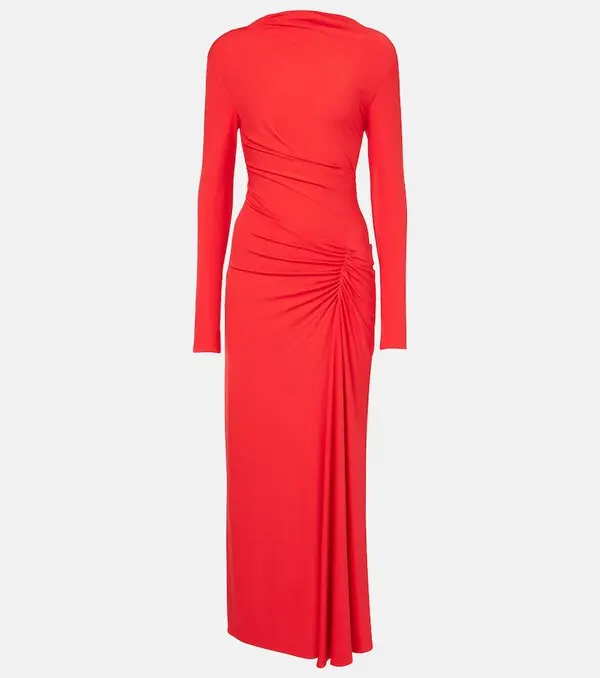 Simkhai Ferrera Ruched Maxi Dress - Red