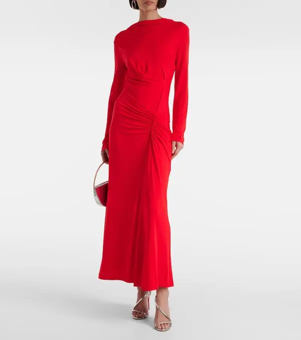 Simkhai Ferrera Ruched Maxi Dress - Red