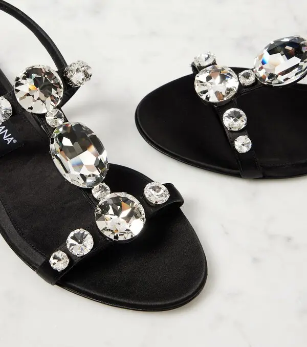 Dolce & Gabbana Bianca Embellished Sandals - Black