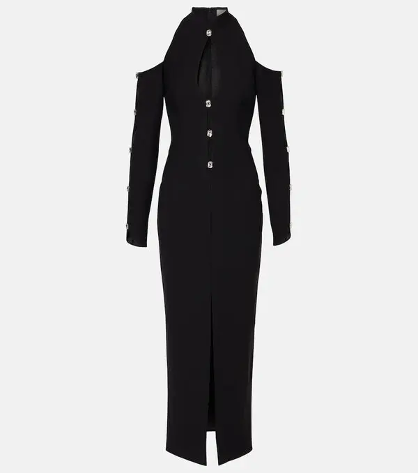 RASARIO Crystal-embellished Crêpe Midi Dress