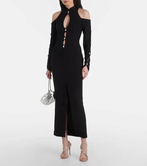 RASARIO Crystal-embellished Crêpe Midi Dress